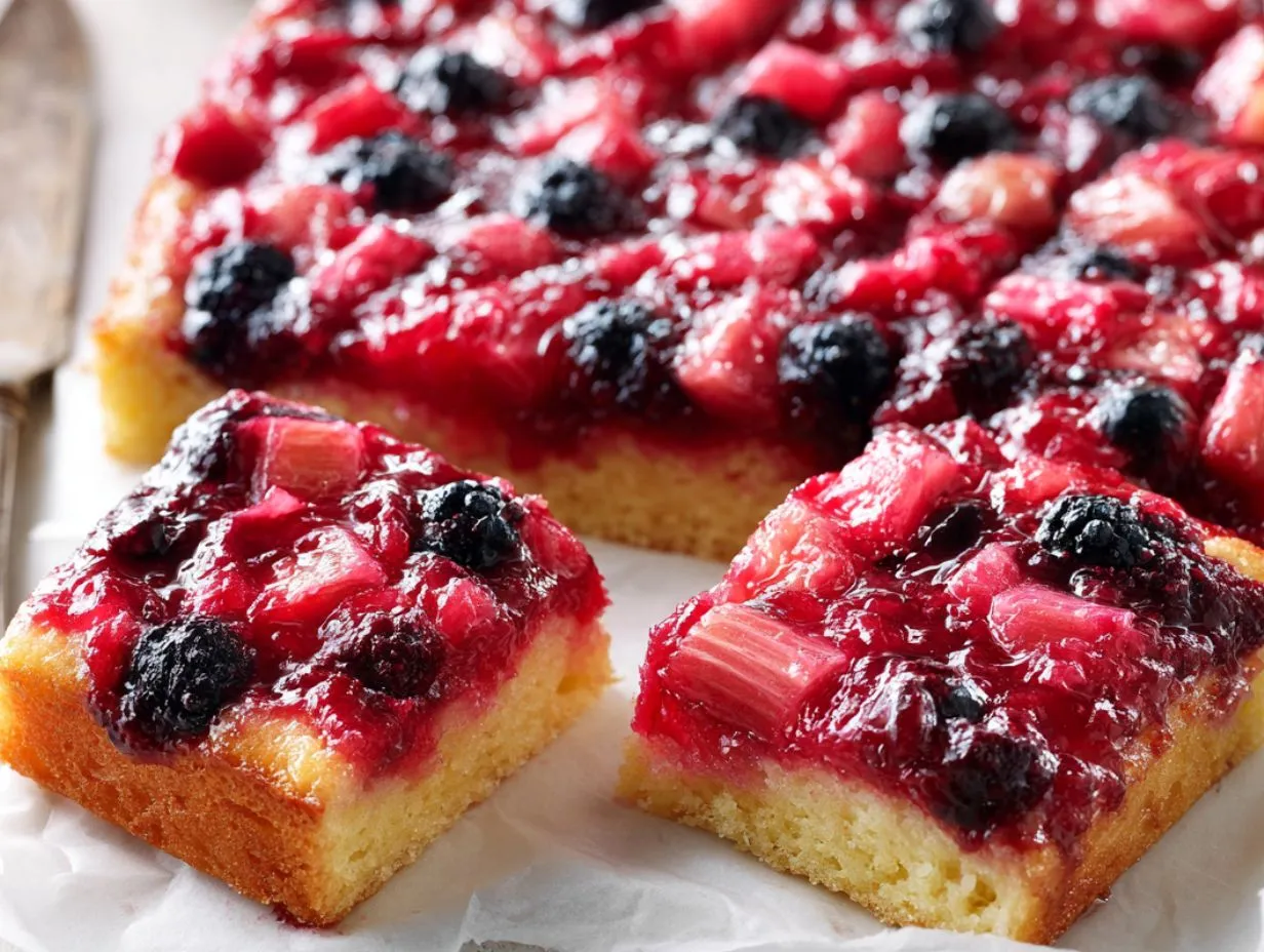 The Best Rhubarb Berry Upside-Down Cake